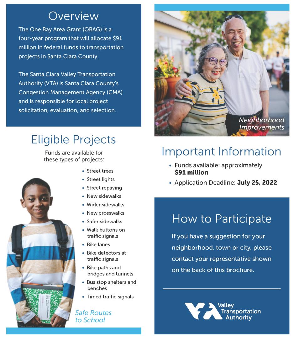 Funds for One Bay Area Grant Program Available for County-Wide Projects | VTA